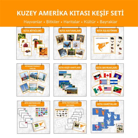 Kuzey Amerika Keşif Seti Montessori Eğitici Materyaller