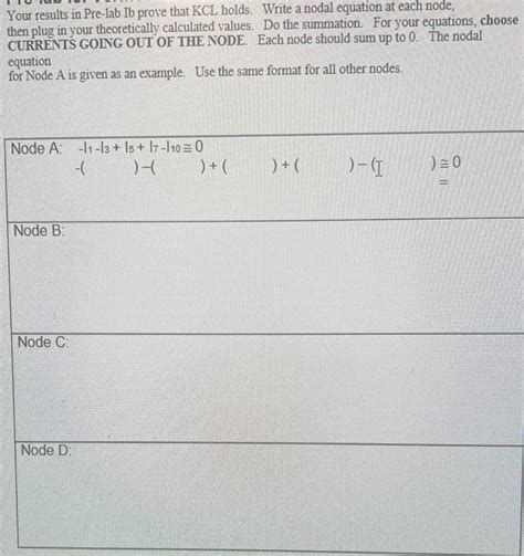 Solved Pre Lab DC Nodal Analysis To Be Completed BEFORE Chegg