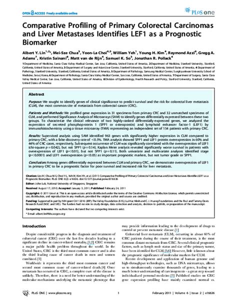 Pdf Comparative Profiling Of Primary Colorectal Carcinomas And Liver Metastases Identifies