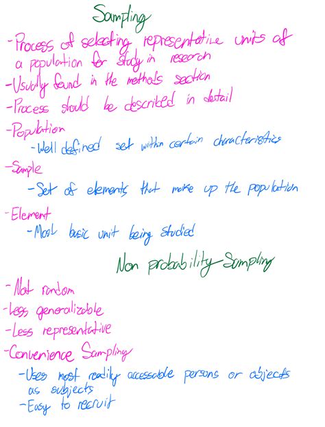 Sampling Lecture Notes Sampling Process Of Selecting Representative Units At A Population For