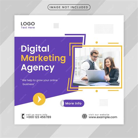 디지털 마케팅 에이전시 소셜 미디어 포스트 또는 스콰이어 템플릿 Premium Eps 프리미엄 벡터