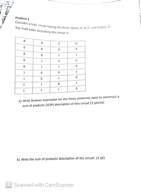 Solved Problem 4 Consider A Logic Circuit Having The Three Chegg
