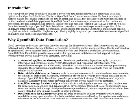 Openshift Data Foundation Design Guide—red Hat Openshift Container