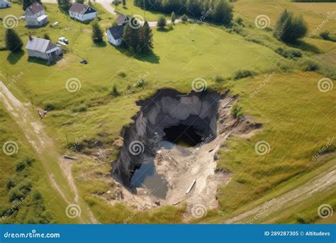 Sinkhole A Depression Or Hole In The Ground Caused By The Colla Stock