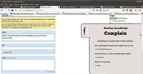 Gnu Librejs Reports That Reddit Uses Non Free Javascript Rbugs