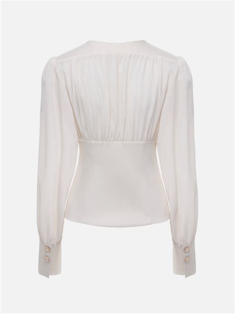 Блуза с отрезным поясом и застежкой на крупные пуговицы Lichi Online Fashion Store