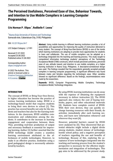 Pdf The Perceived Usefulness Perceived Ease Of Use Behaviour Towards And Intention To Use