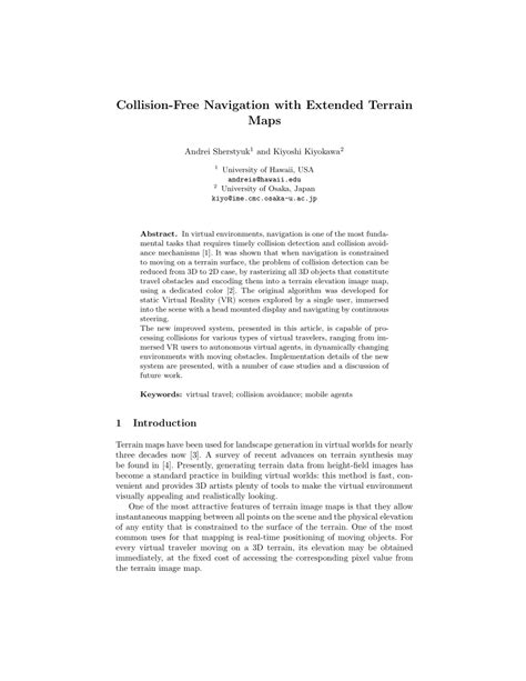 Pdf Collision Free Navigation With Extended Terrain Maps