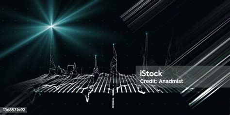 분석 와이어프레임과 검은색의 흐릿한 선이 있는 추상적인 기술 배경 분석 디지털 알고리즘의 시각적 프리젠 테이션 컴퓨팅 개념 빅