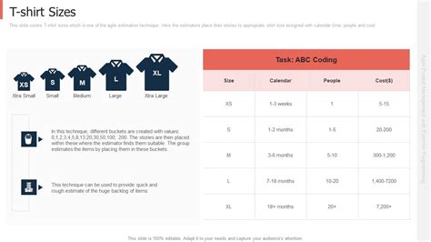 Extreme Programming Approach For Project Management With Agile Framework T Shirt Sizes Designs PDF