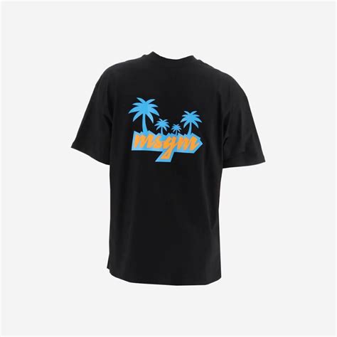엠에스지엠 팜 로고 프린트 코튼 크루넥 티셔츠 블랙 Msgm Kream