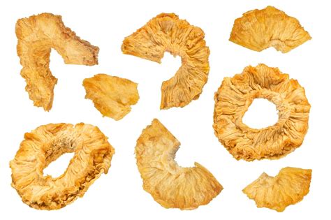 Premium Photo Dried Pineapple Slices On A White Isolated Background Dried Pineapples Of