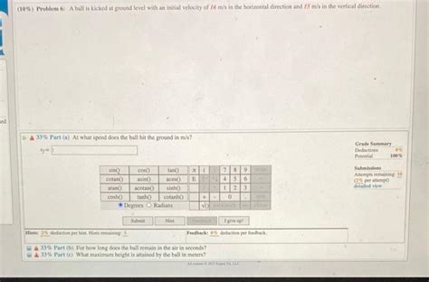 solved 10 problem 6 a ball is kicked at ground level