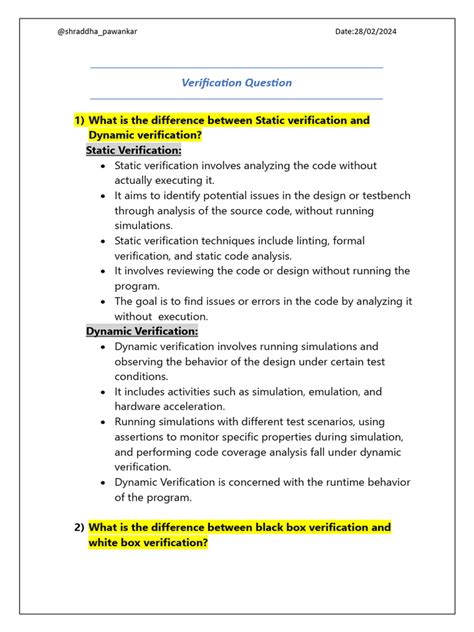 Verification Question Pdf Software Testing Formal Verification