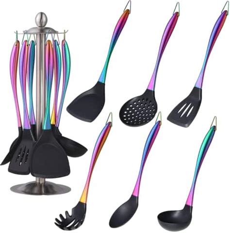 Rainbow Kitchen Utensils Set 13 Pieces Stainless Steel Cooking Utensils