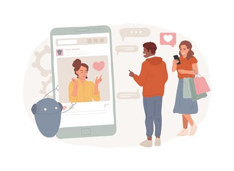 가상 인플루언서 고립 개념 터 일러스트레이션 프리미엄 벡터