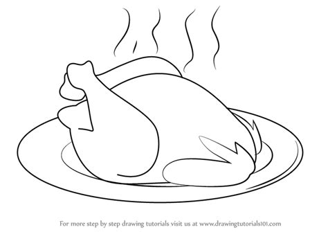 Learn How To Draw Cooked Chicken Special Dishes Step By Step