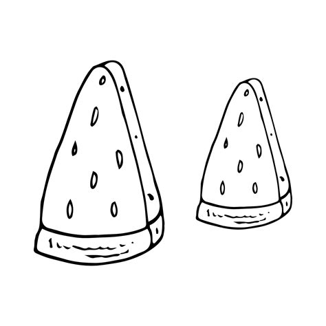 Premium Vector Watermelon Slices In Line Style Isolated Hand Drawing