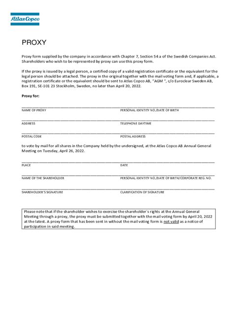 Fillable Online Proxy Form AGM 2022 Mail Voting Proxy Form AGM 2022 Mail Voting Fax Email