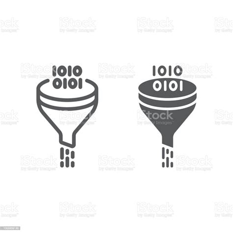 Data Filter Line And Glyph Icon Data And Analytics Funnel Sign Vector