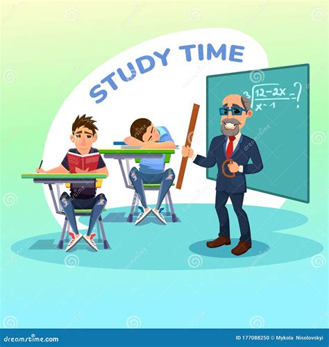 Teacher And Students In High School Algebra Class Stock Vector