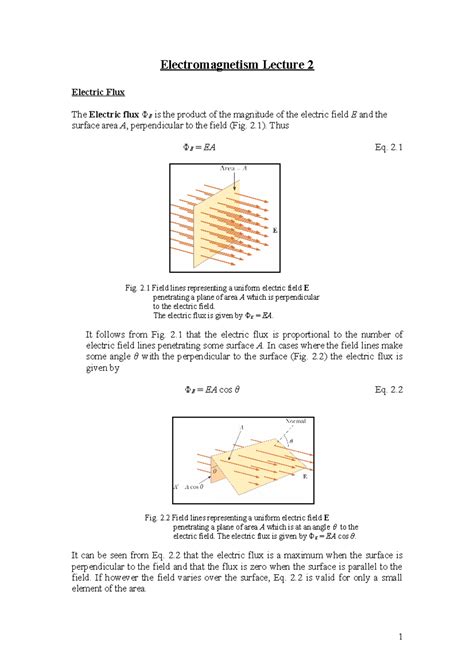 Electromagnetism Lecture 2 Lecture Notes Electromagnetism Lecture 2 Electric Flux The