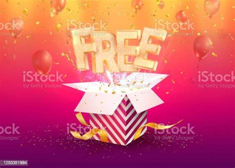 밝은 배경에 선물 상자 벡터 개체를 비행 무료 황금 단어 그라티스 배송 미스터리에 대한 스톡 벡터 아트 및 기타 이미지 미스터리 상자 3차원 형태 Istock