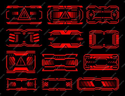 Premium Vector Hud Danger Alerts Attention Vector Red Interface Signs Warning And Caution Ui