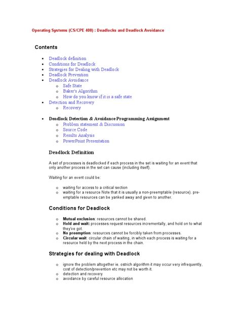 Operating Systems Deadlock Pdf Algorithms And Data Structures