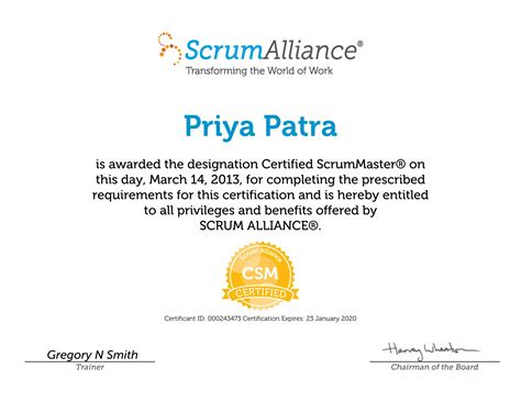 Certified Scrum Master Certificate Pdf