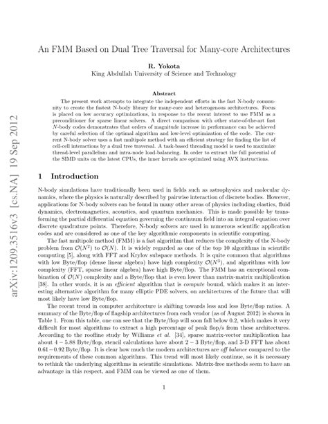 Pdf An Fmm Based On Dual Tree Traversal For Many Core Architectures