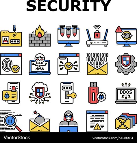 Internet Security Collection Icons Set Royalty Free Vector