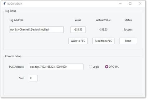 Python Gui Template Base For Reading And Writing To Plcs Via Opc Ua Or Eip R Plc