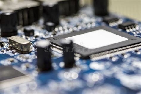Microchips On A Pc Board Stock Image Image Of Detail 140500863
