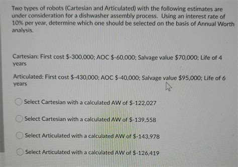 Solved Two Types Of Robots Cartesian And Articulated With