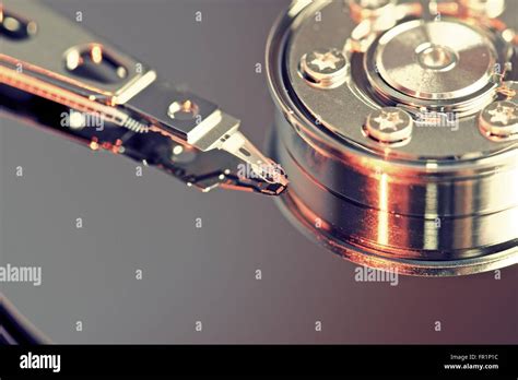 Closeup Of An Open Computer Hard Drive Stock Photo Alamy