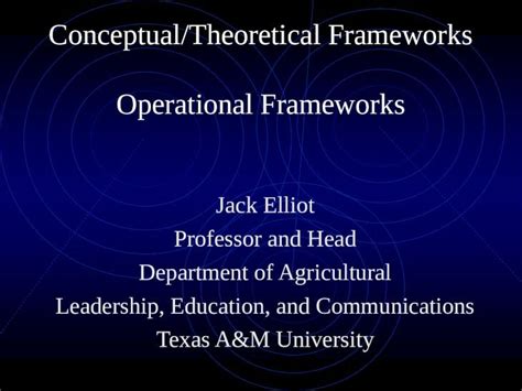 Ppt Conceptual Theoretical Frameworks Operational Frameworks Jack Elliot Professor And Head
