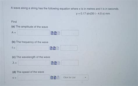 Solved A Wave Along A String Has The Following Equation Chegg Com