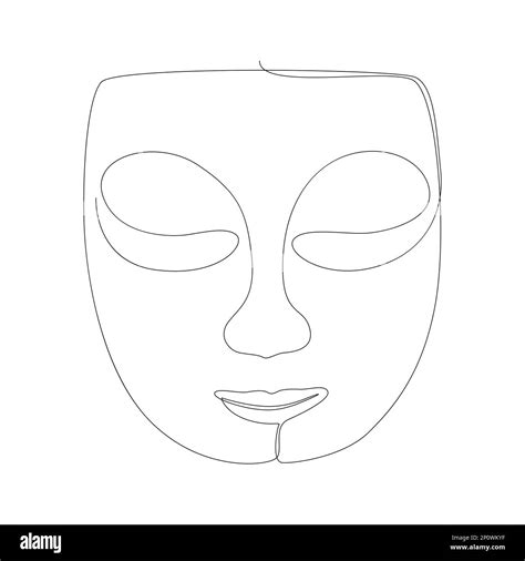 One Continuous Line Of Abstract Face Thin Line Illustration Vector Concept Contour Drawing