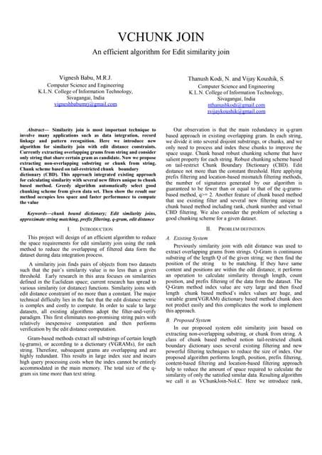 Vchunk Join An Efficient Algorithm For Edit Similarity Joins Pdf