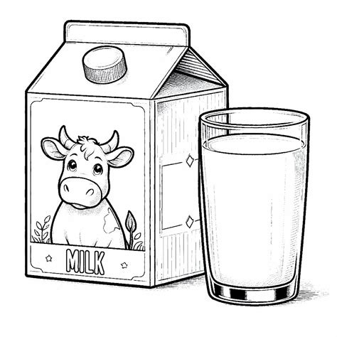 Glass Of Milk With Milk Container 🥛🍼 Coloring Page