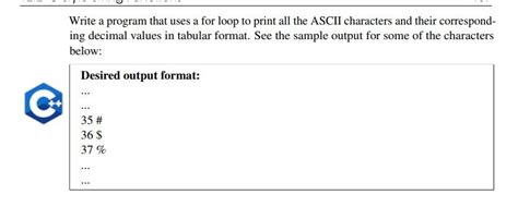 Solved Write A Program That Uses A For Loop To Print All The