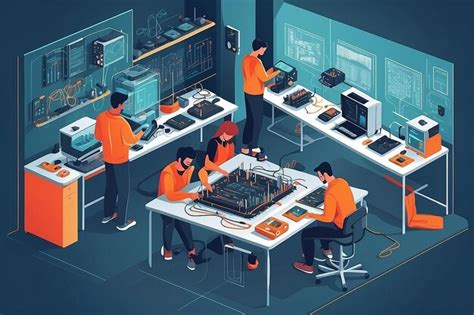 Premium Photo Electronics Lab Assembly Flat Vector Illustration Of