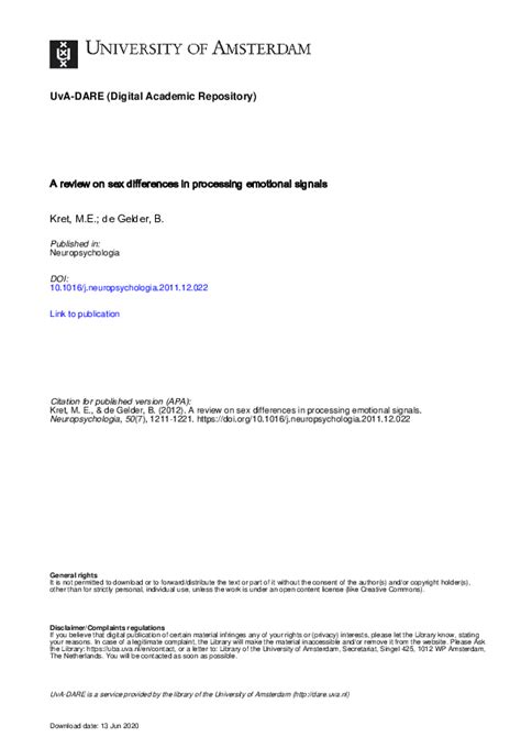 Pdf A Review On Sex Differences In Processing Emotional Signals