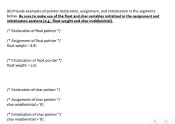 Answered B Provide Examples Of Pointer Declaration Assignment And
