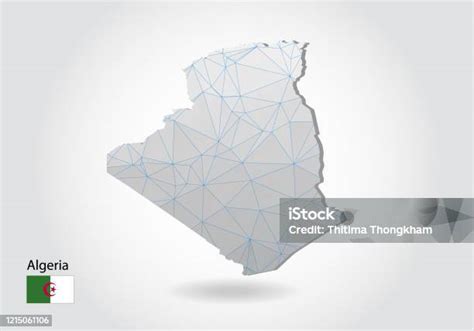어두운 배경에 다각형 스타일의 트렌디 한 삼각형 디자인알제리의 벡터지도 현대 3d 종이 컷 아트 스타일의지도 모양 레이어드 페이퍼크래프트 컷아웃 디자인 0명에 대한 스톡