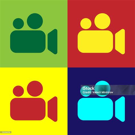 컬러 배경에 고립 된 색상 영화 또는 비디오 카메라 아이콘 시네마 카메라 아이콘입니다 평면 디자인입니다 벡터 일러스트 0명에 대한 스톡 벡터 아트 및 기타 이미지 Istock