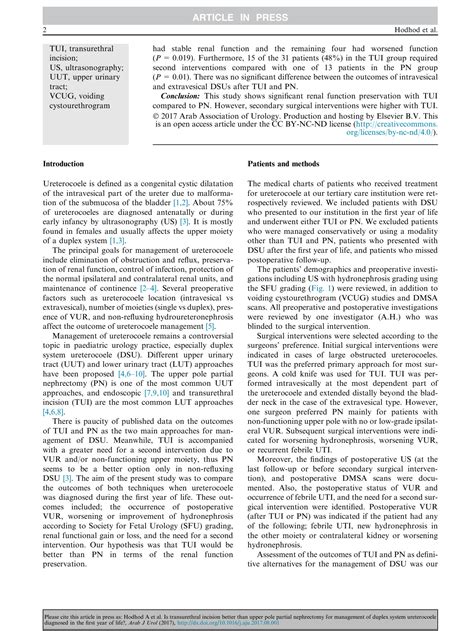 Solution Is Transurethral Incision Better Than Upper Pole Partial Nephrectomy For Management Of