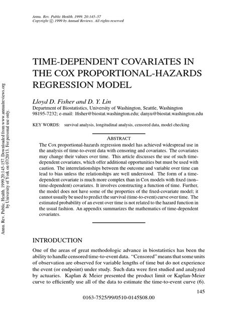Time Dependent Covariates In The Cox Proportional Hazards Regression