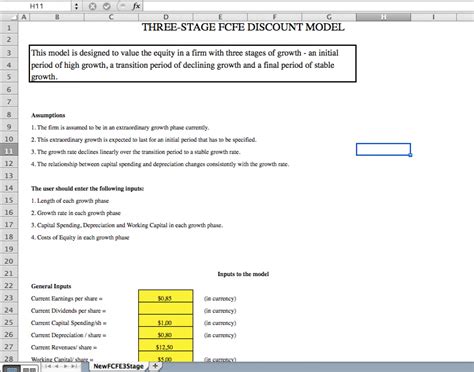 Three Stage Free Cash Flow To Equity Fcfe Discount Model Eloquens